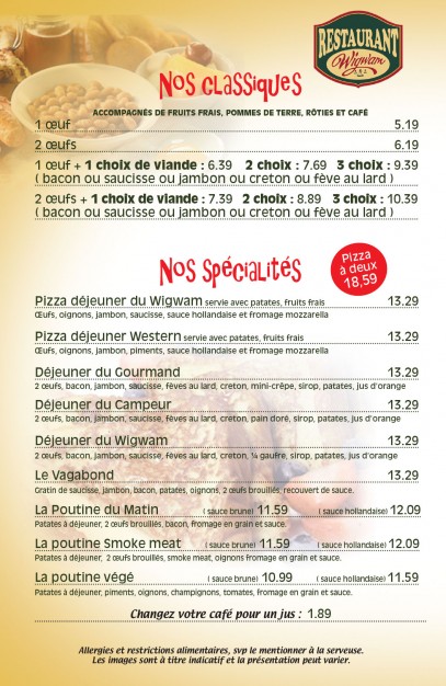 Restaurant du Camping Wigwam service de restauration